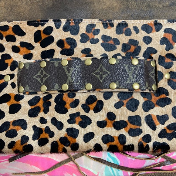 Bags | Upcycled Authentic Louis Vuitton Leopard Print Fringe Leather ...